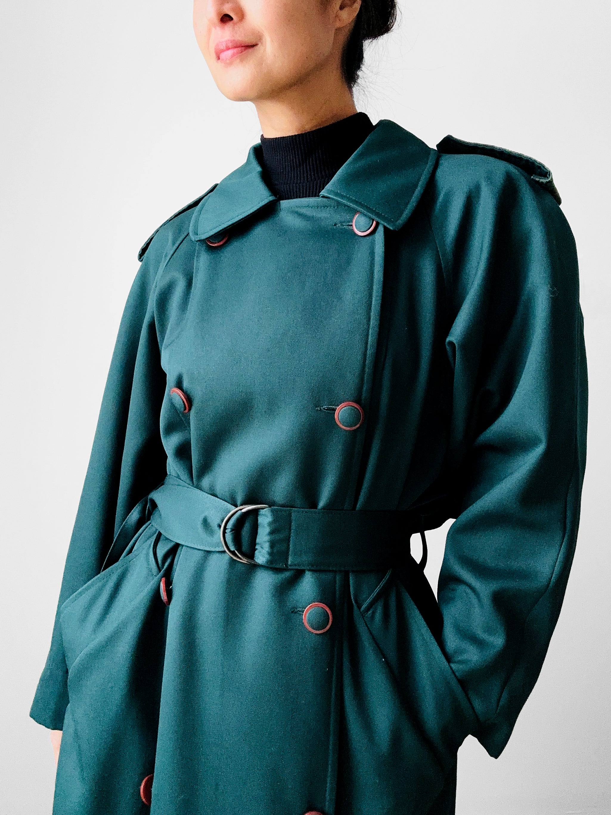 1980s Green Belted Wool Double Breasted Coat - Sz. S/M – Box & Burrow ...