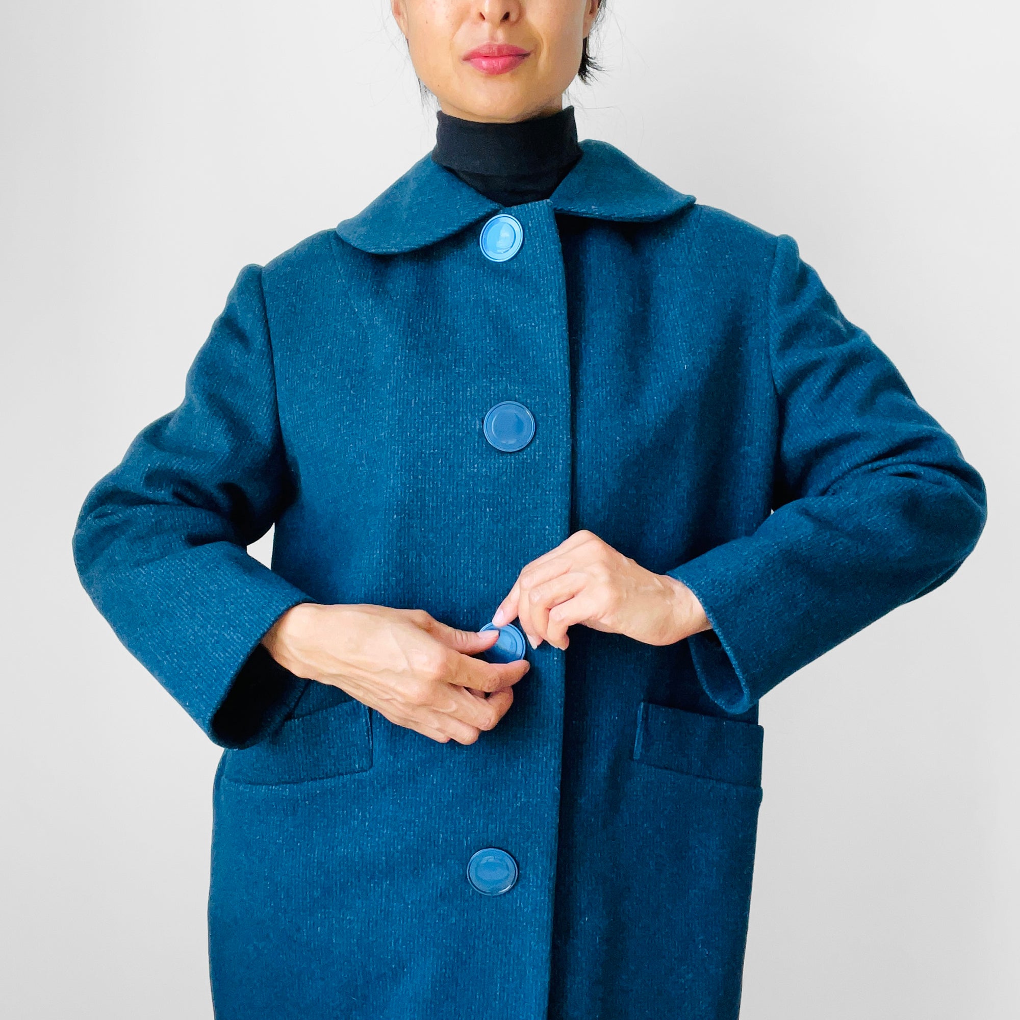 1960s Teal Wool Big Button Coat – Box & Burrow Vintage