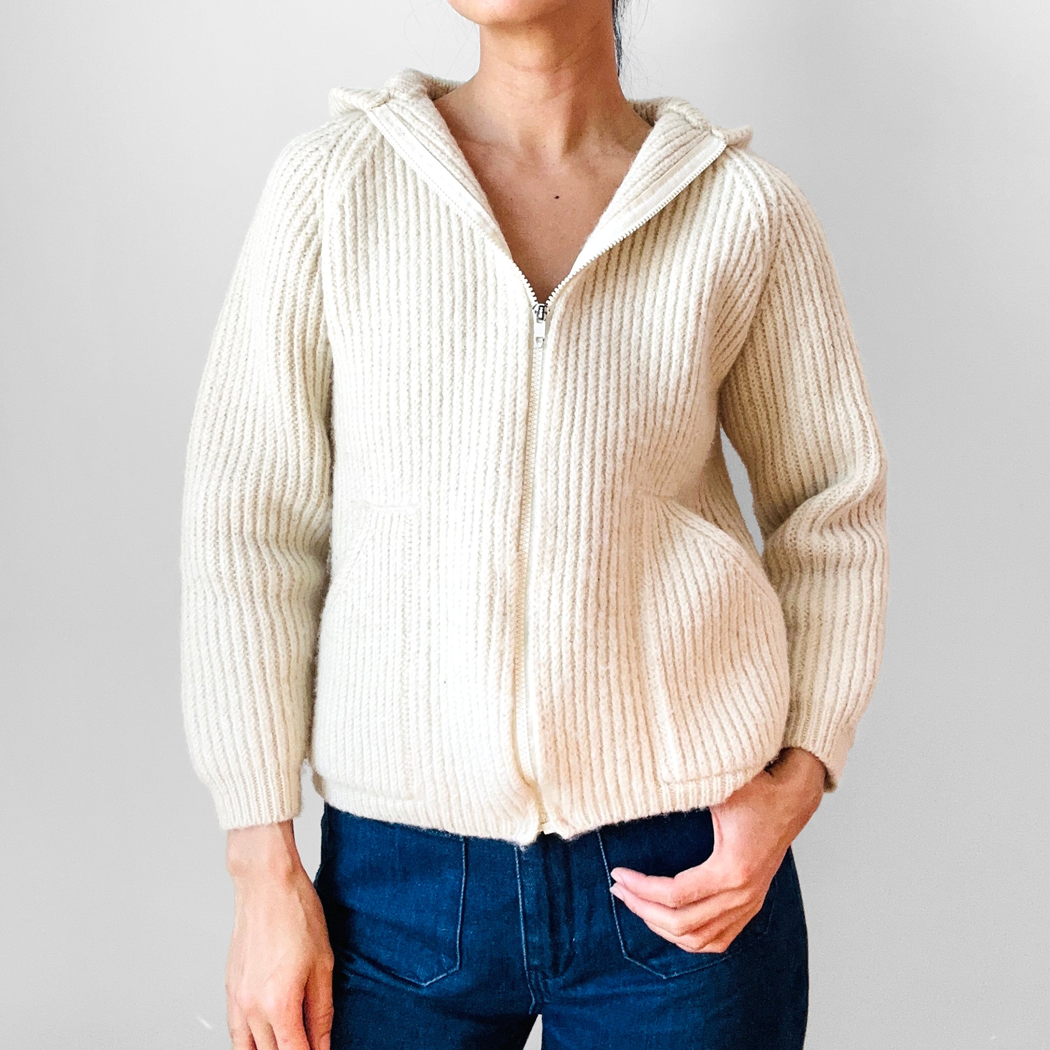 Off-White Made in Canada Heavy Soft Wool Zip-Front Hooded Ribbed Knit ...