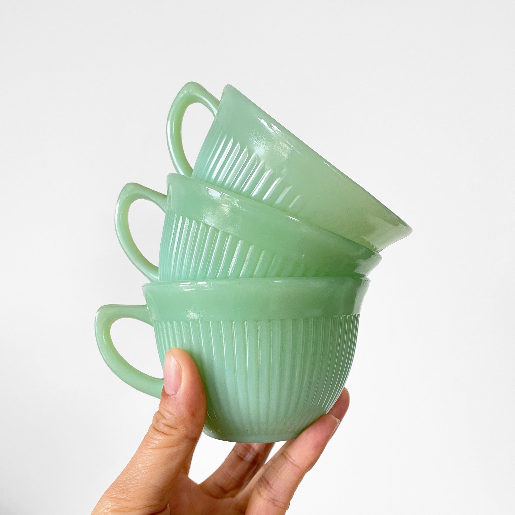 Set of Three 1940s-1950s Jadeite Cups – Box & Burrow Vintage
